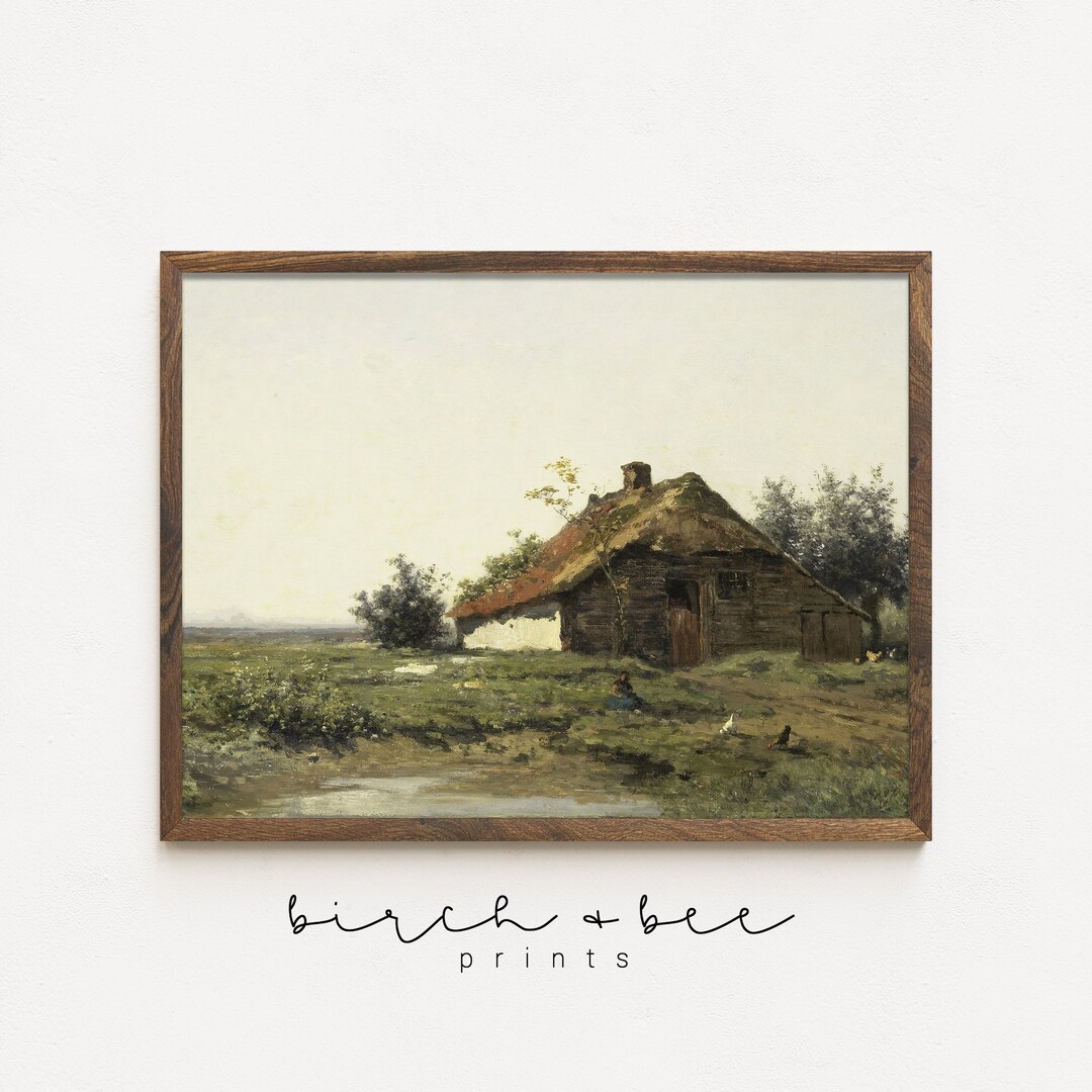 Vintage Farm Painting | Homestead Art Print | Country Farmhouse Decor ...