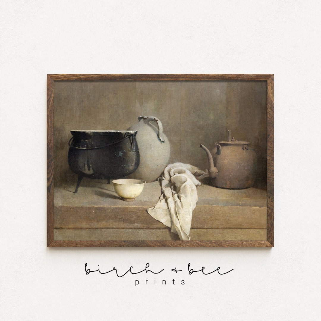 Kitchen Still Life Painting | Vintage Kitchen Wall Decor | Farmhouse ...