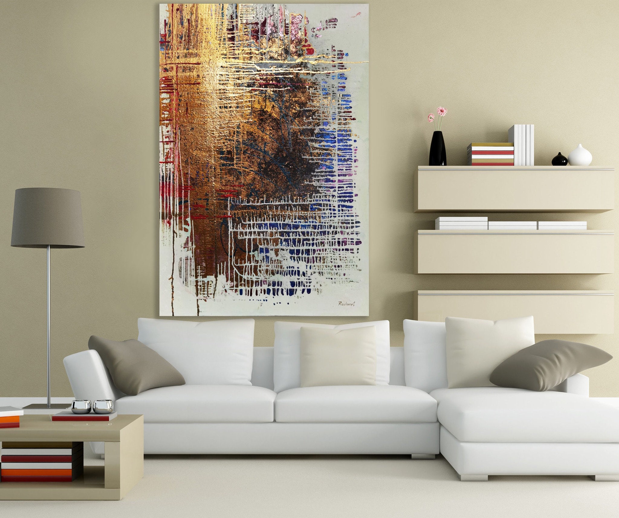 Liquid Light Painting Gold Glow in the Dark Painting 100x150 - Etsy