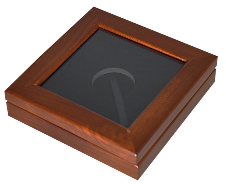 Wooden Display Box for Single Coin With Glass Top - With Capsule ...