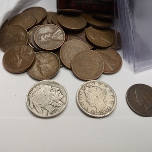 Coin Collecting Starter Kit - 35 Old Coins / 1800s Penny + Silver Dime ...