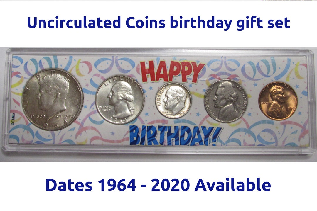 Birthday Coins Gift Set in Plastic Display Case - Choose Date 1963-2022 ...