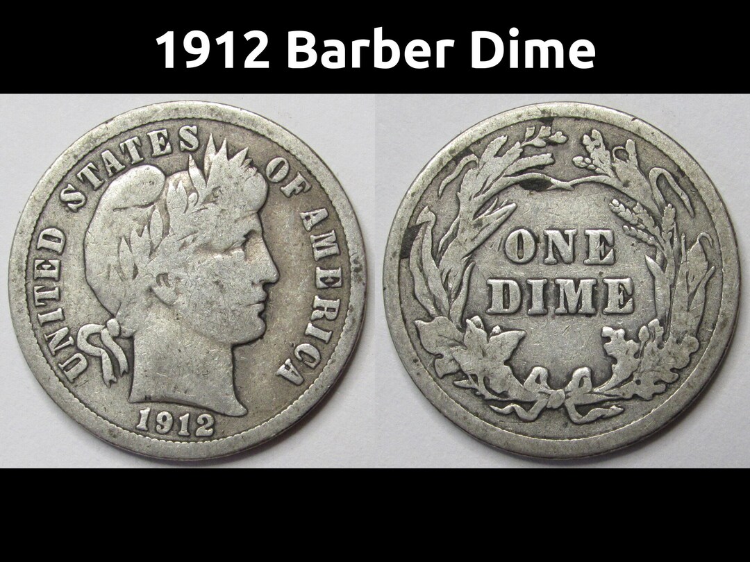1912 Barber Dime Antique American Silver Dime Coin - Etsy