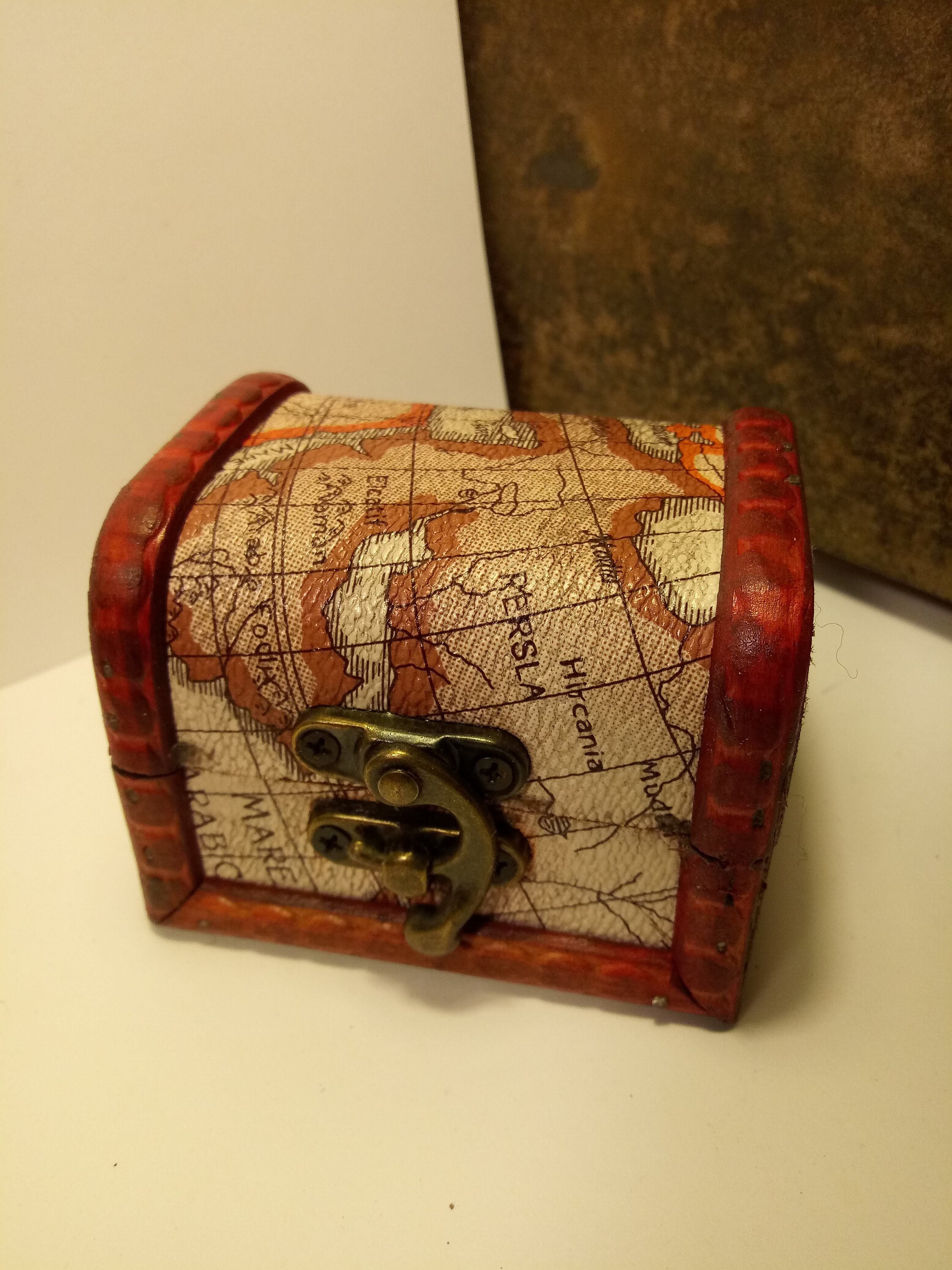 Treasure Chest Map Jewelry Box Small Wood Trinket Box / | Etsy