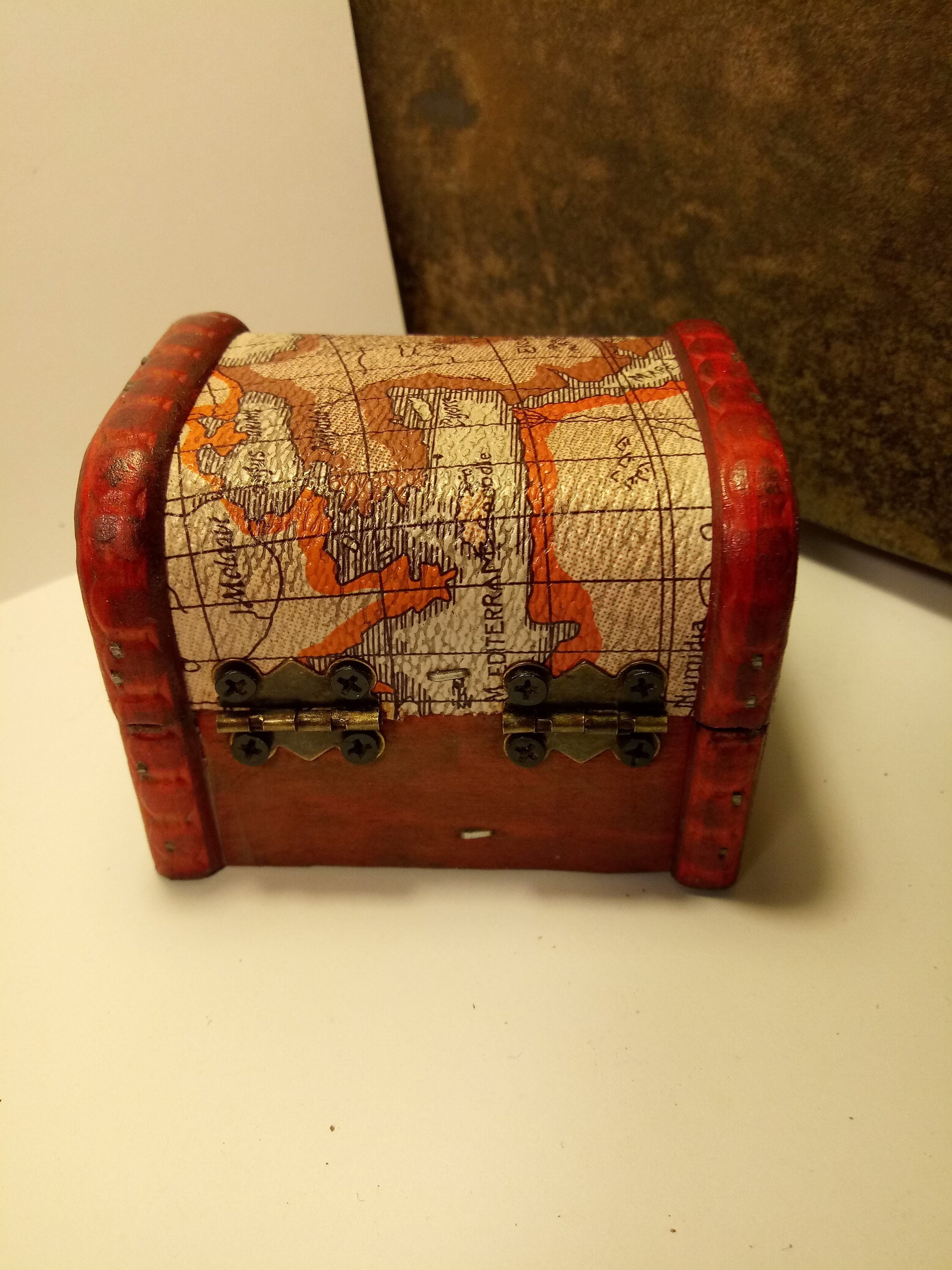 Treasure Chest Map Jewelry Box Small Wood Trinket Box / | Etsy