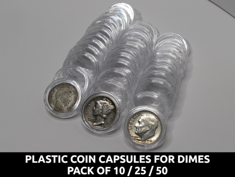 Dime Sized Plastic Coin Capsules - 18mm Holders for Coins - Pack of 10 ...