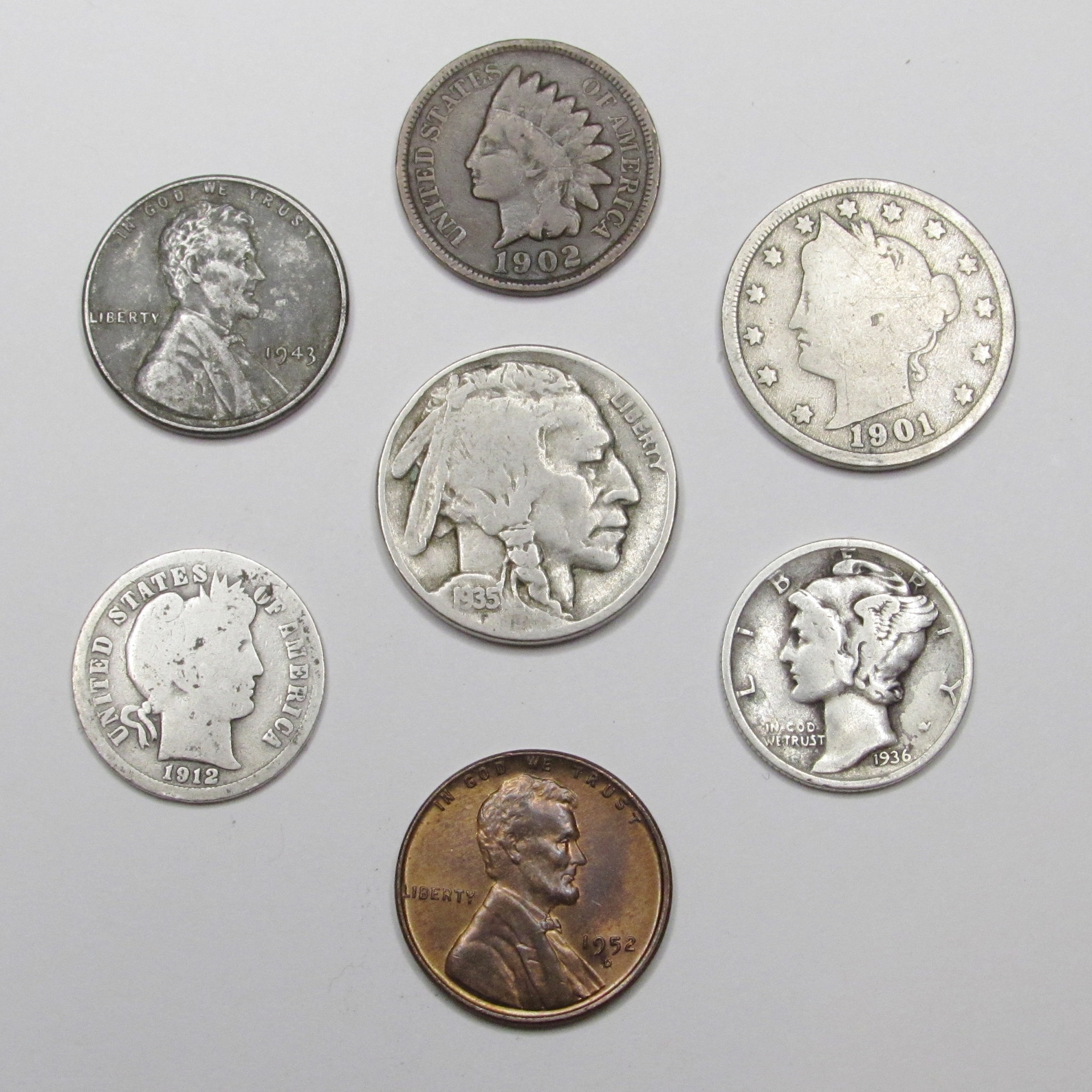 7 Classic Old US Coins Collection - Early 20th Century Coins W/ Silver ...