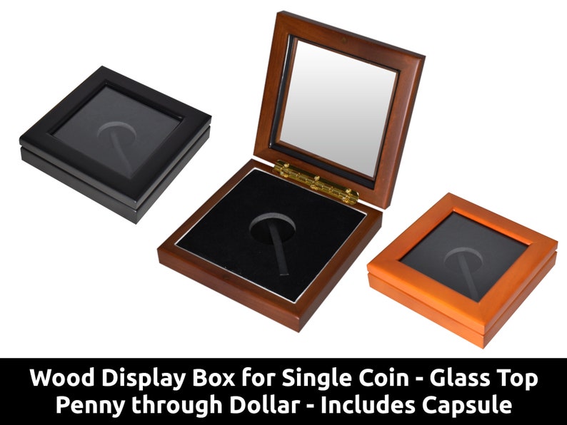 Wooden Display Box for Single Coin With Glass Top With - Etsy