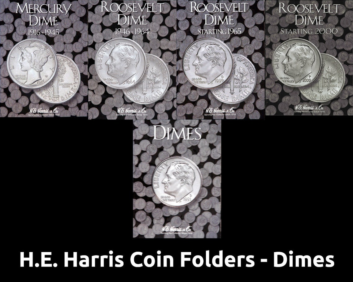 H.E. Harris Coin Folders for US Dimes Mercury Roosevelt - Etsy