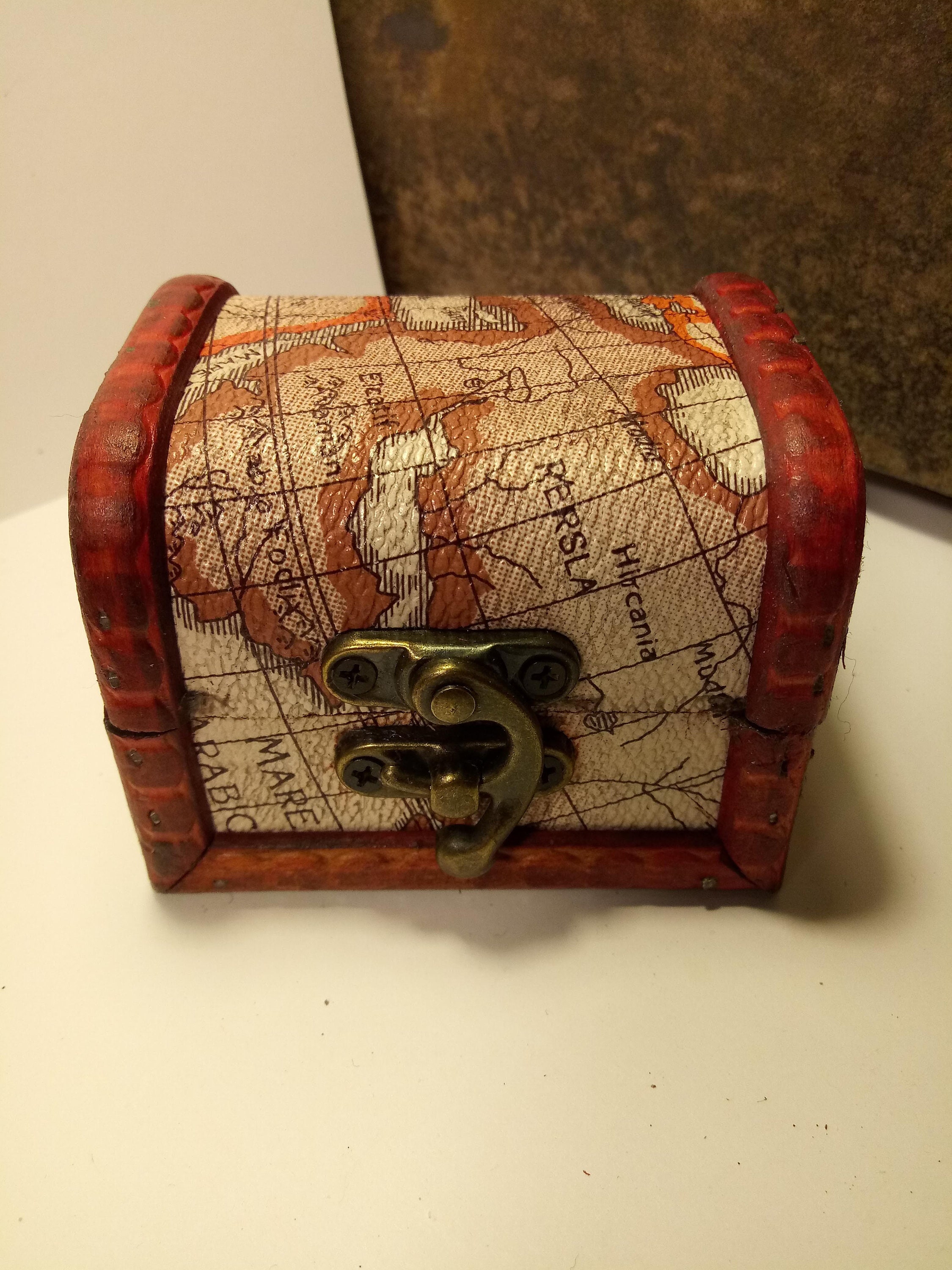 Treasure Chest Map Jewelry Box Small Wood Trinket Box / | Etsy