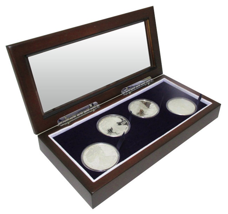 Wood Presentation Box With Glass Top for Multi Coin Display - Choose ...