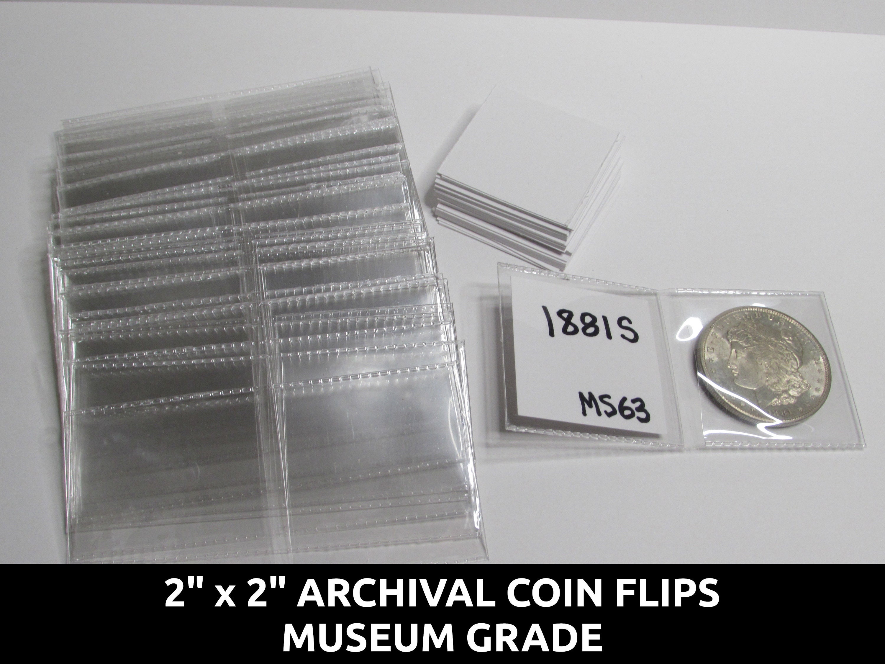 Archival 2" Mylar Plastic Coin Flips for Storage - Choose Quantity 25 ...