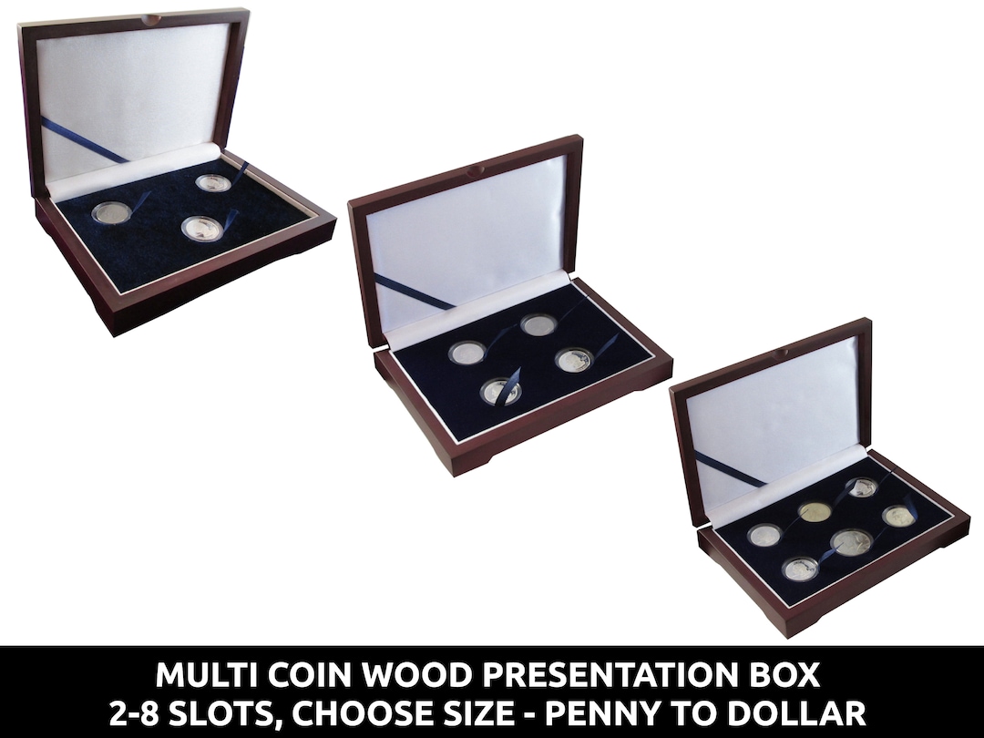 Wood Presentation Box With Solid Top for Multi Coin Display - Choose ...
