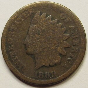 1869 Indian Head Cent Scarce Issue American Penny Coin - Etsy