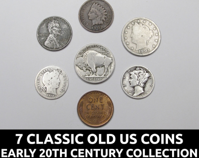 7 Classic Old US Coins Collection - Early 20th Century Coins W/ Silver ...