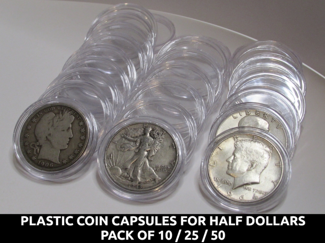 Half Dollar Sized Plastic Coin Capsules - 30.6 Mm Holders for Coins ...