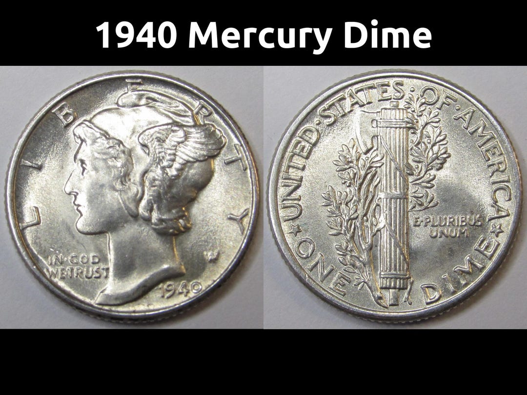 1940 Mercury Dime - Antique Uncirculated American Silver Dime - Etsy