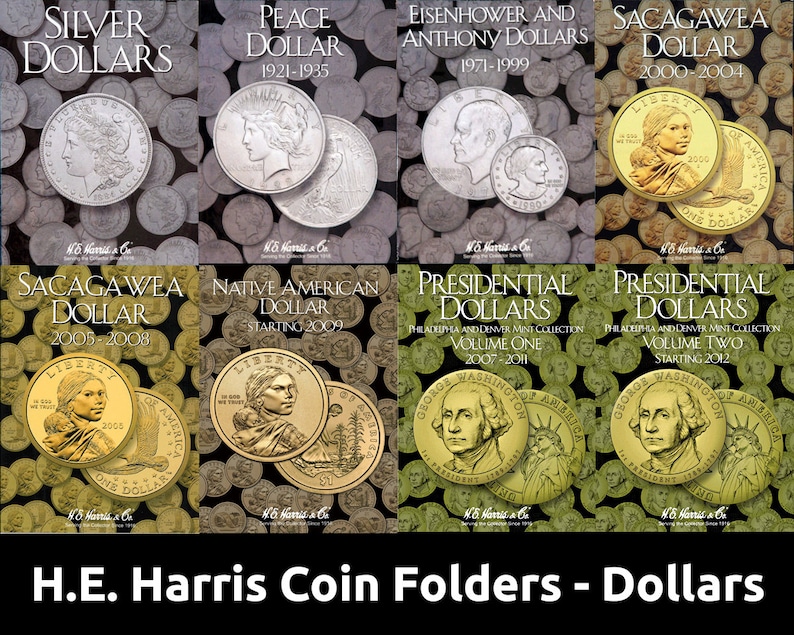 H.E. Harris Coin Folders for US Silver & Clad Dollars - Eisenhower ...