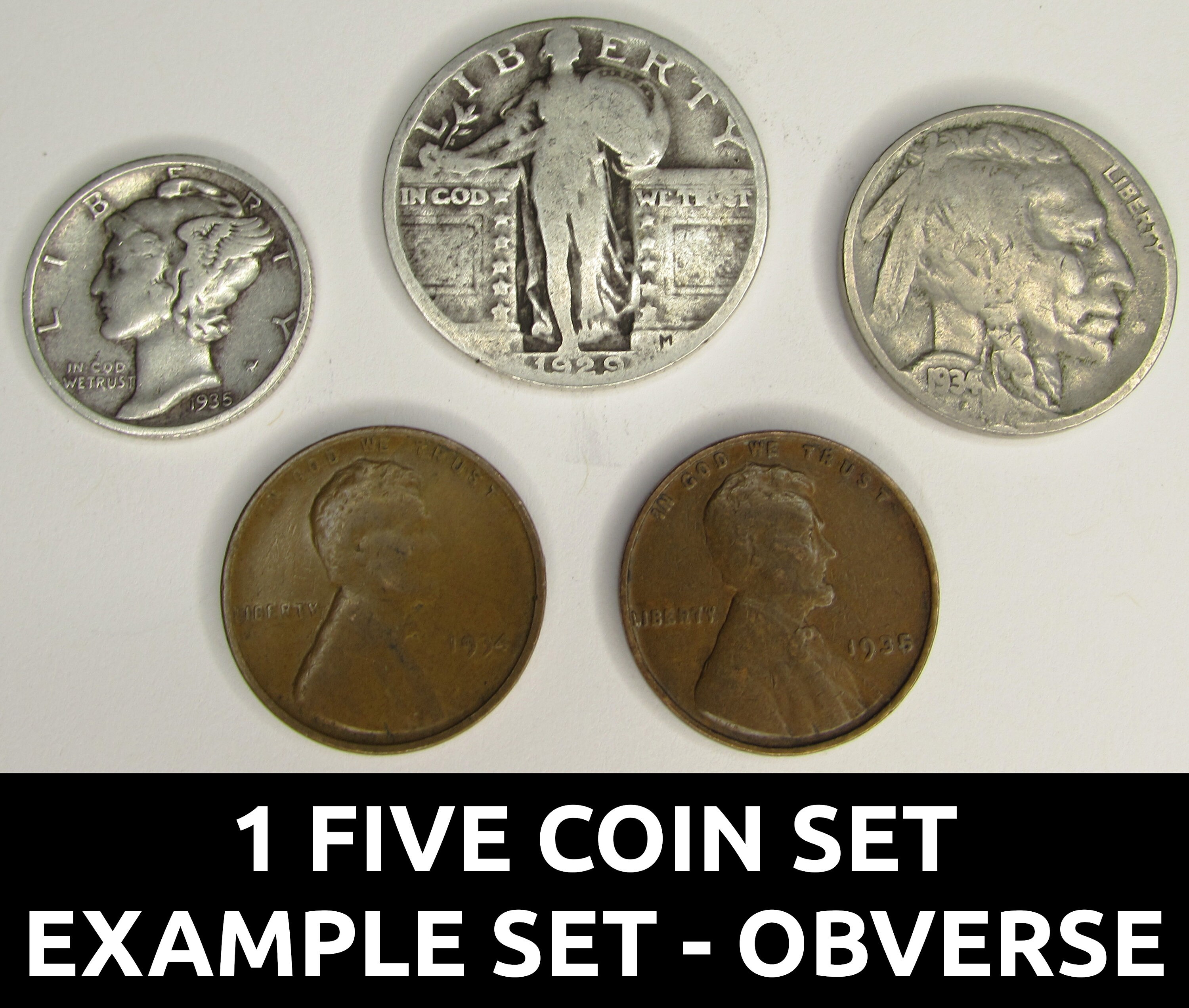 Great Depression Era 5 Coin Set - Old US Coins From 1929 and 1930s With ...