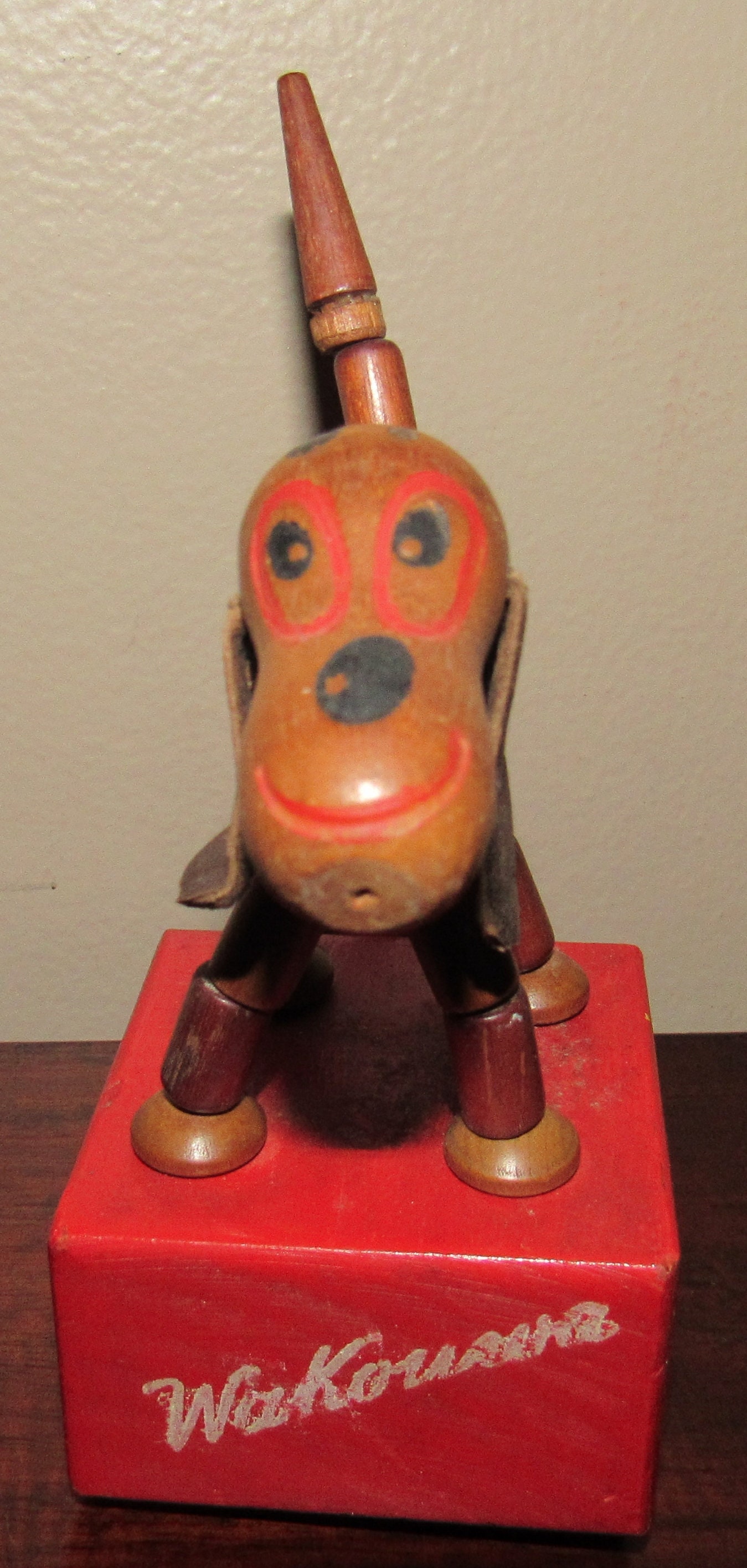 Vintage German All Wood Push Puppet Toy - Etsy