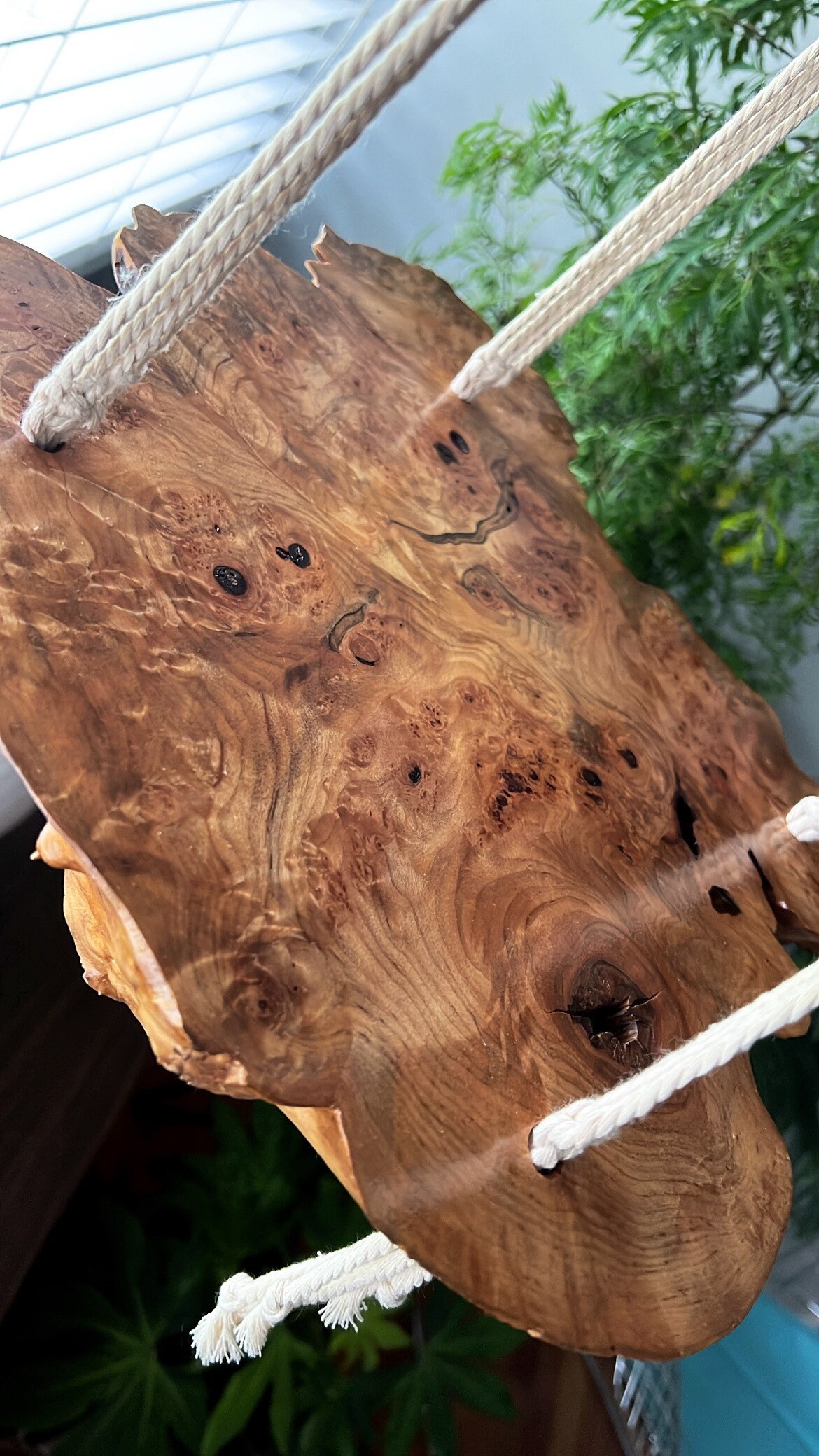 Macrame Hanging Wood Slab / Macrame Hanging Shelf - Etsy