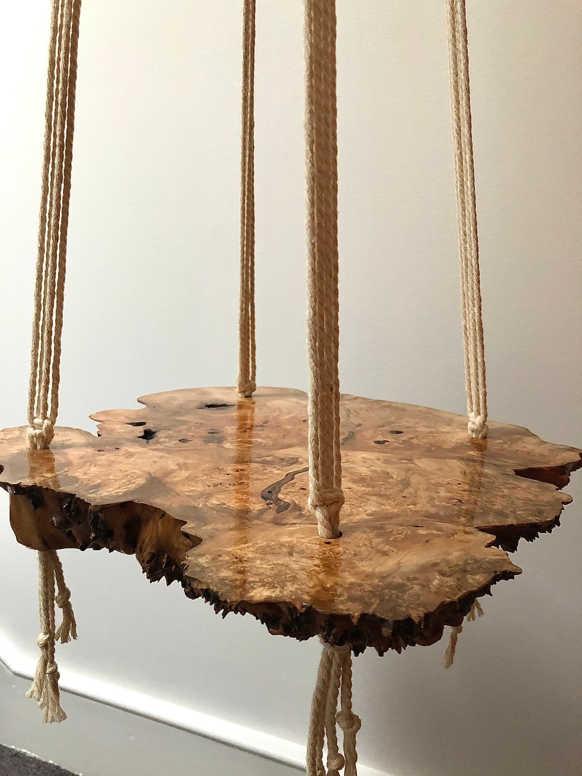 Macrame Hanging Wood Slab / Macrame Hanging Shelf - Etsy