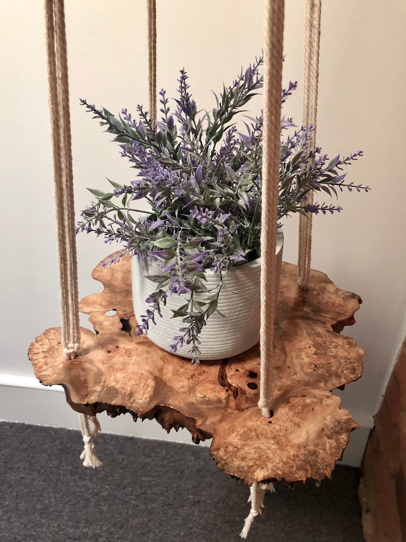 Macrame Hanging Wood Slab / Macrame Hanging Shelf - Etsy