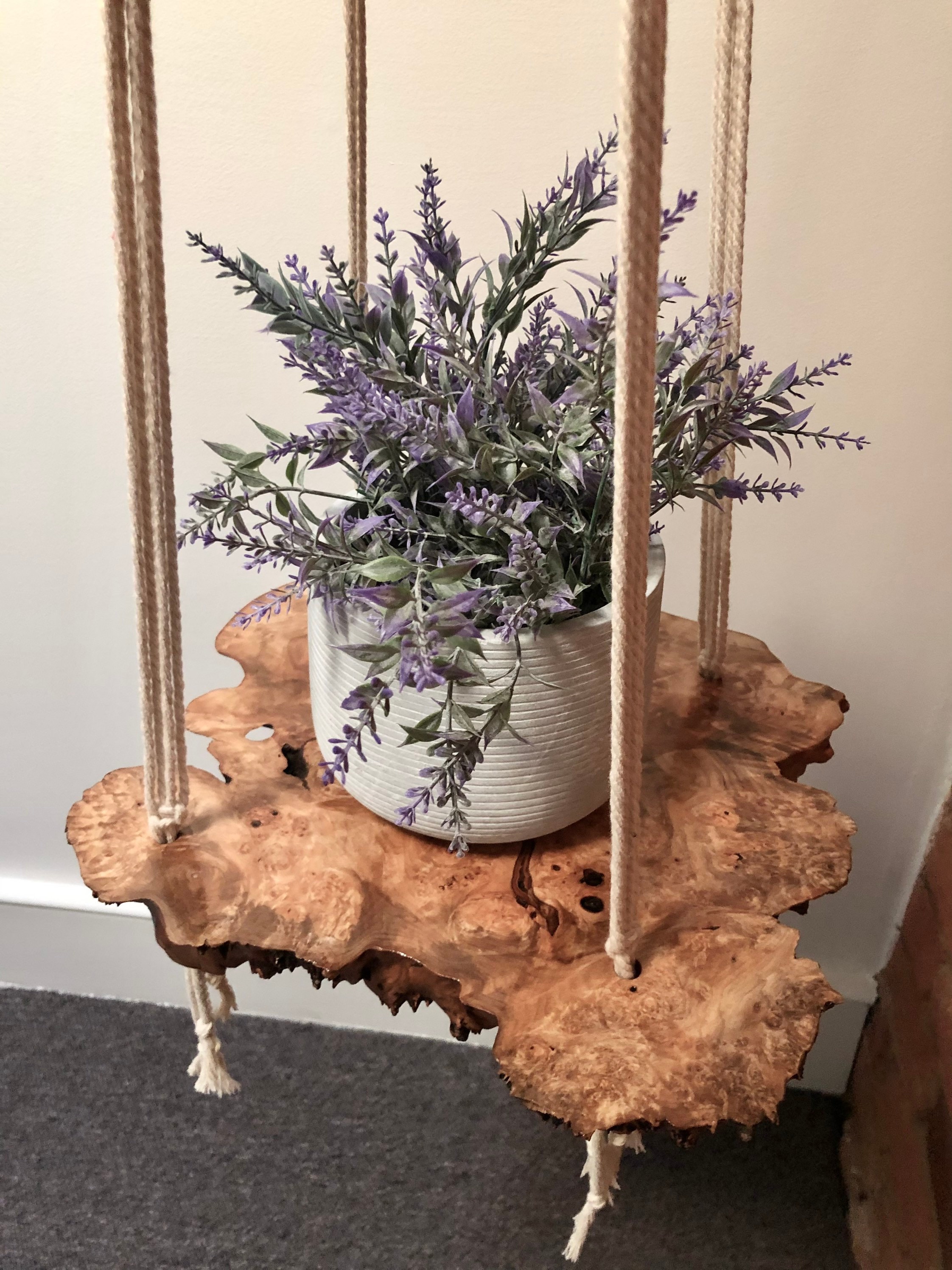 Macrame Hanging Wood Slab / Macrame Hanging Shelf - Etsy