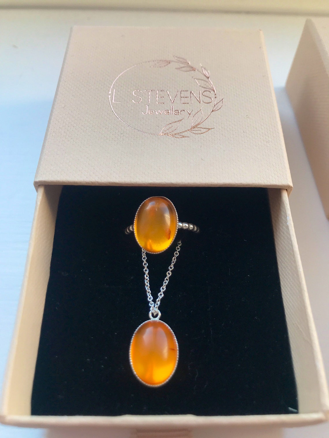Amber Gift Set Ring and Necklace Jewellery Gemstones in - Etsy