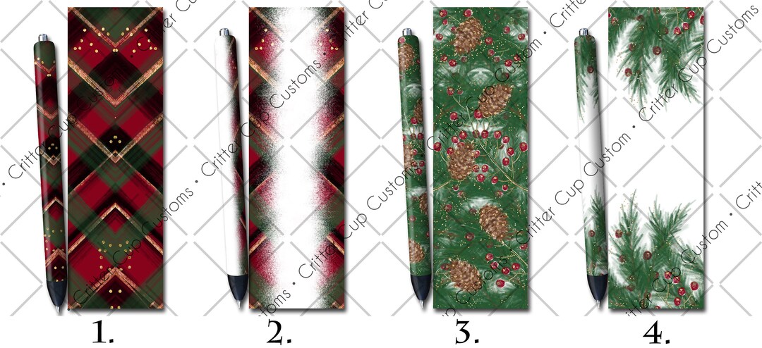Holly Christmas Epoxy Pen Wrap Waterslide File Set - Etsy