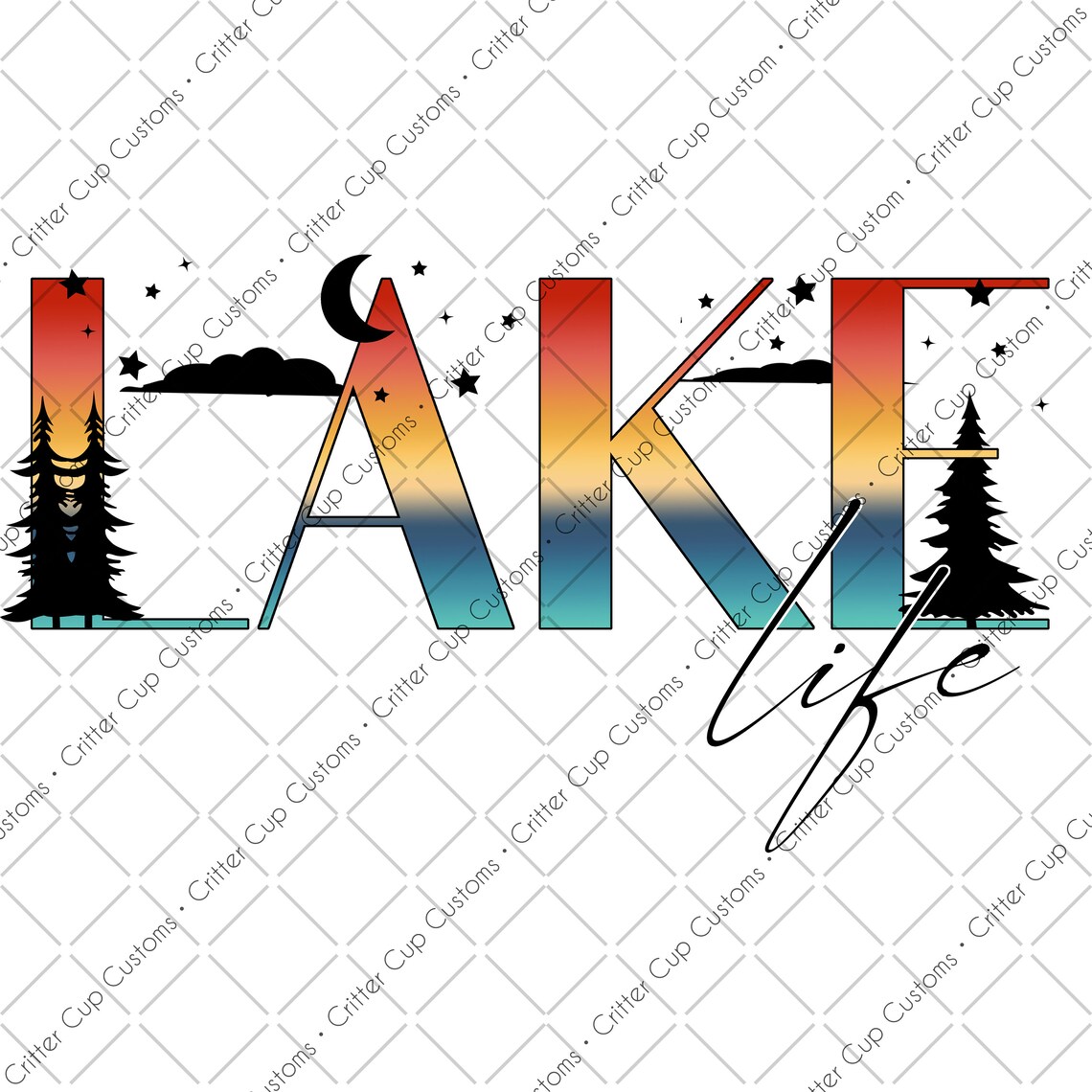 Lake Life, Sunset Design for Sublimation, Waterslide, Dtf, Digital ...