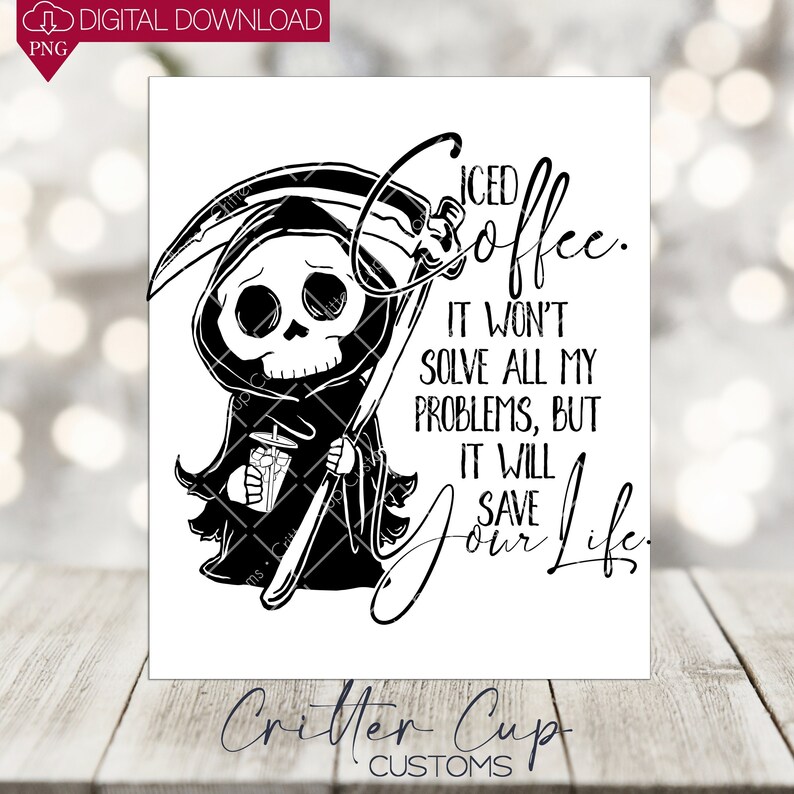 Iced Coffee Png Skeleton Iced Coffee PNG Sublimation Png - Etsy