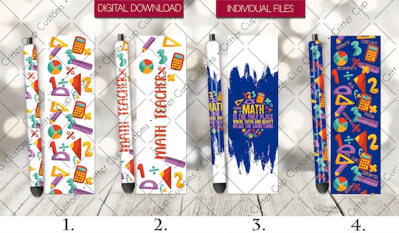 Math Teacher Epoxy Glitter Pen Wrap Design Digital Download - Etsy