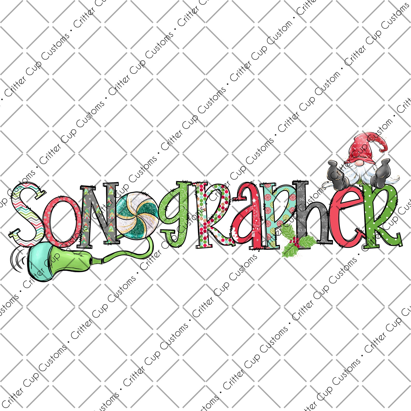 Christmas Sonographer Design Digital Download PNG File Sublimation ...