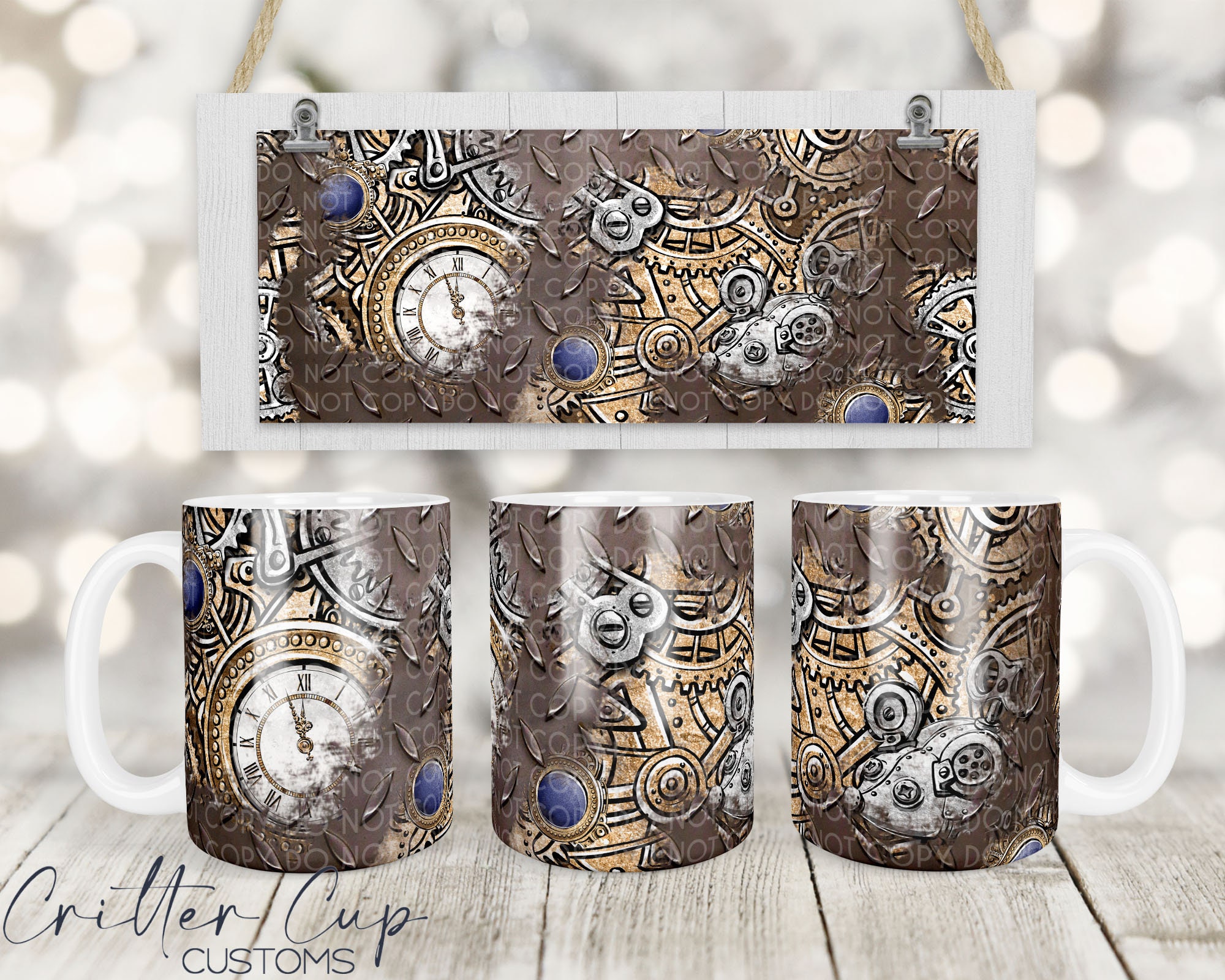 Steampunk Coffee Mug Wrap Gears Coffee Mug Design 11oz - Etsy