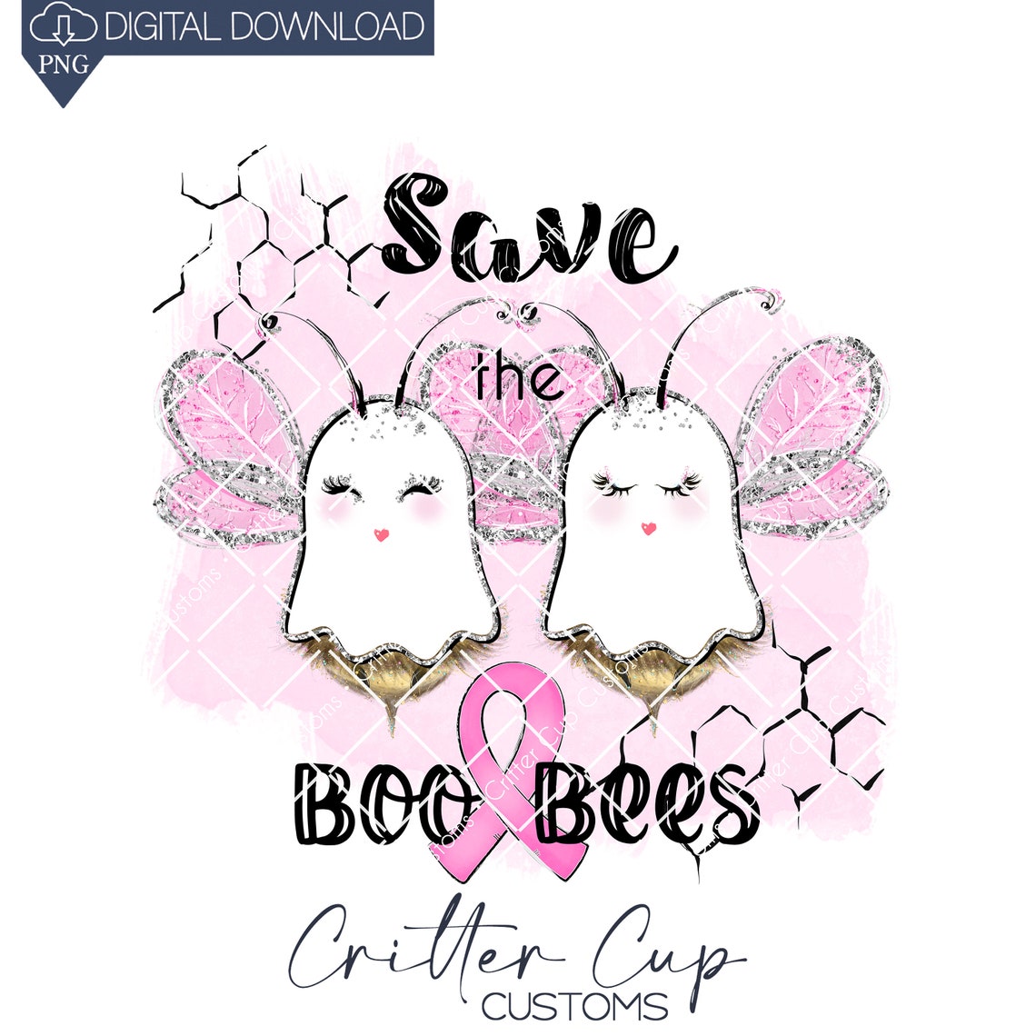 Save the Boo Bees Sublimation Design Breast Cancer PNG - Etsy