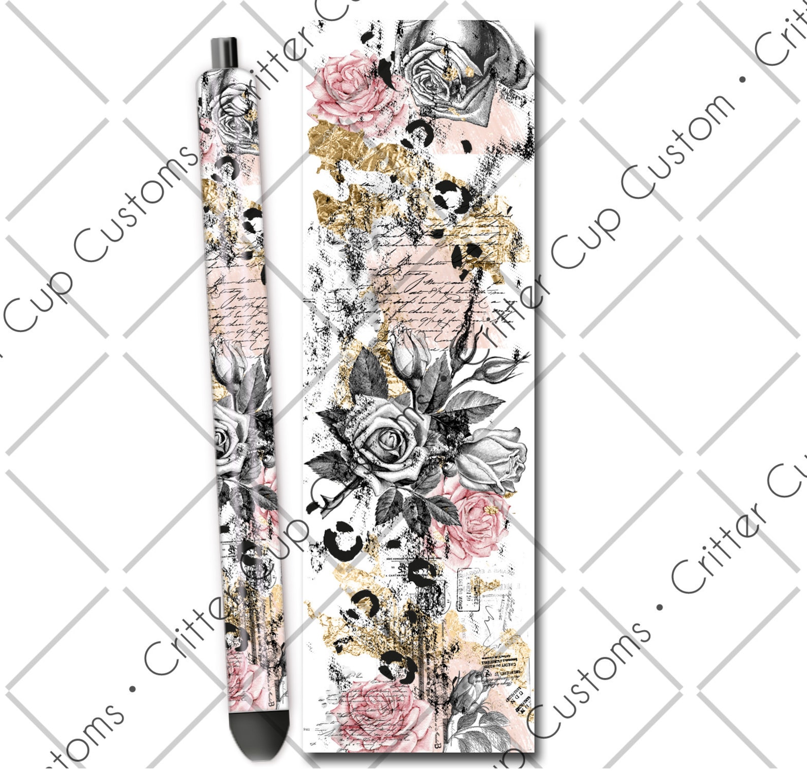 Victorian Rose Pen Wrap Design Digital Download PNG - Etsy