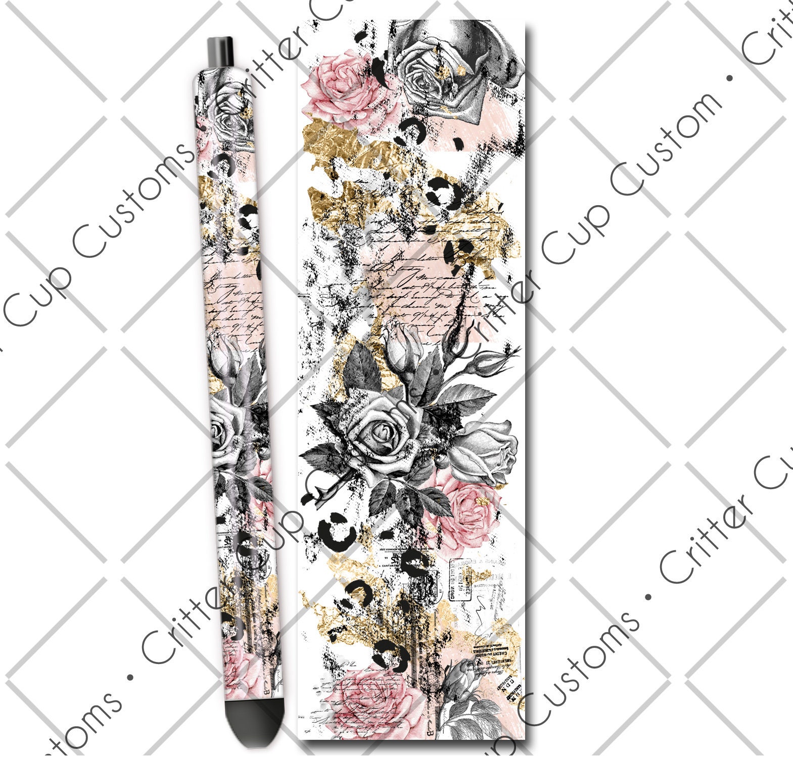 Victorian Rose Pen Wrap Design, Digital Download, PNG - Etsy