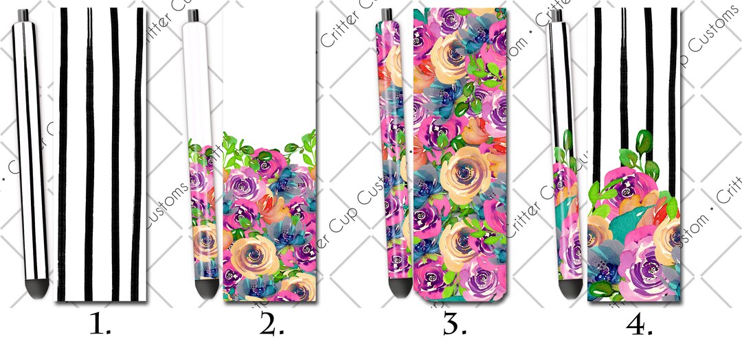 Watercolor Flowers Pen Wrap Design, Pen Wrap Bundle, Digital Pen Wrap ...