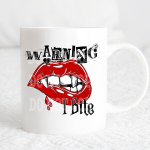 Vampire Design "warning I Bite" Digital Download Png File Sublimation ...