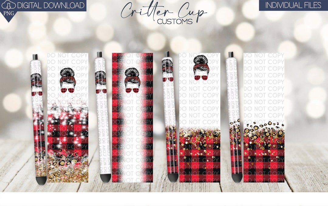 Buffalo Plaid Pen Wrap, Messy Bun Pen Wrap, Pen Wrap Bundle, Pen Wrap ...