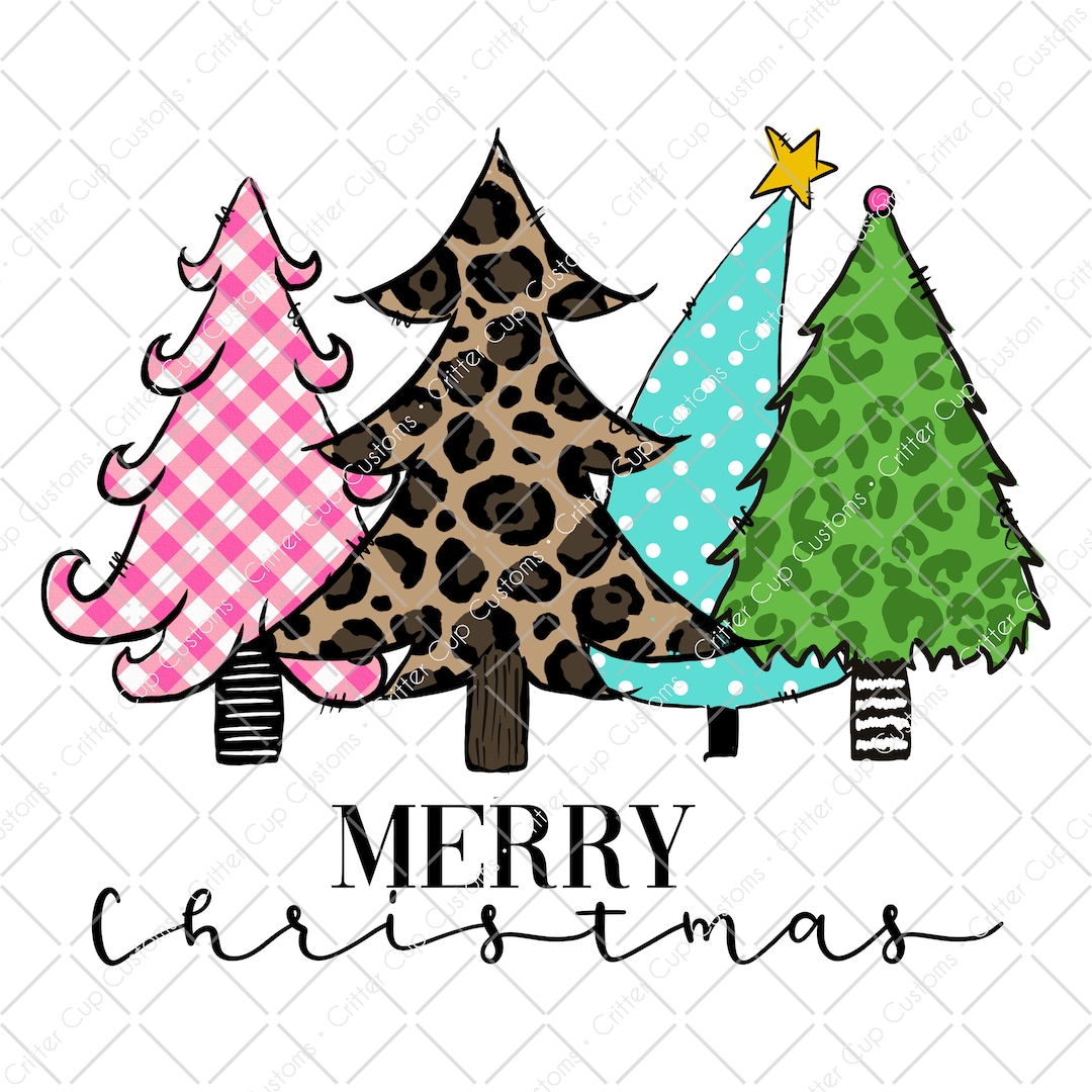 Christmas "merry Christmas Trees" Leopard Print Design Printable ...
