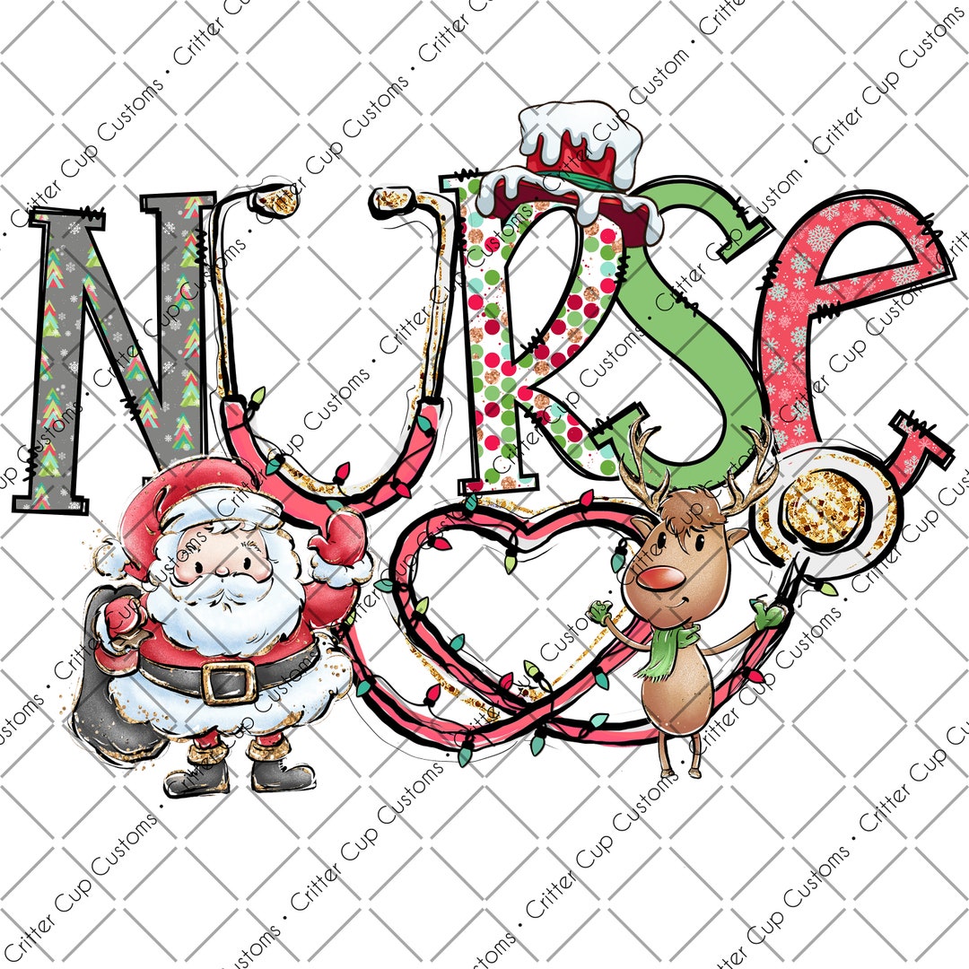 Christmas Nurse Design Digital Download PNG File Sublimation ...