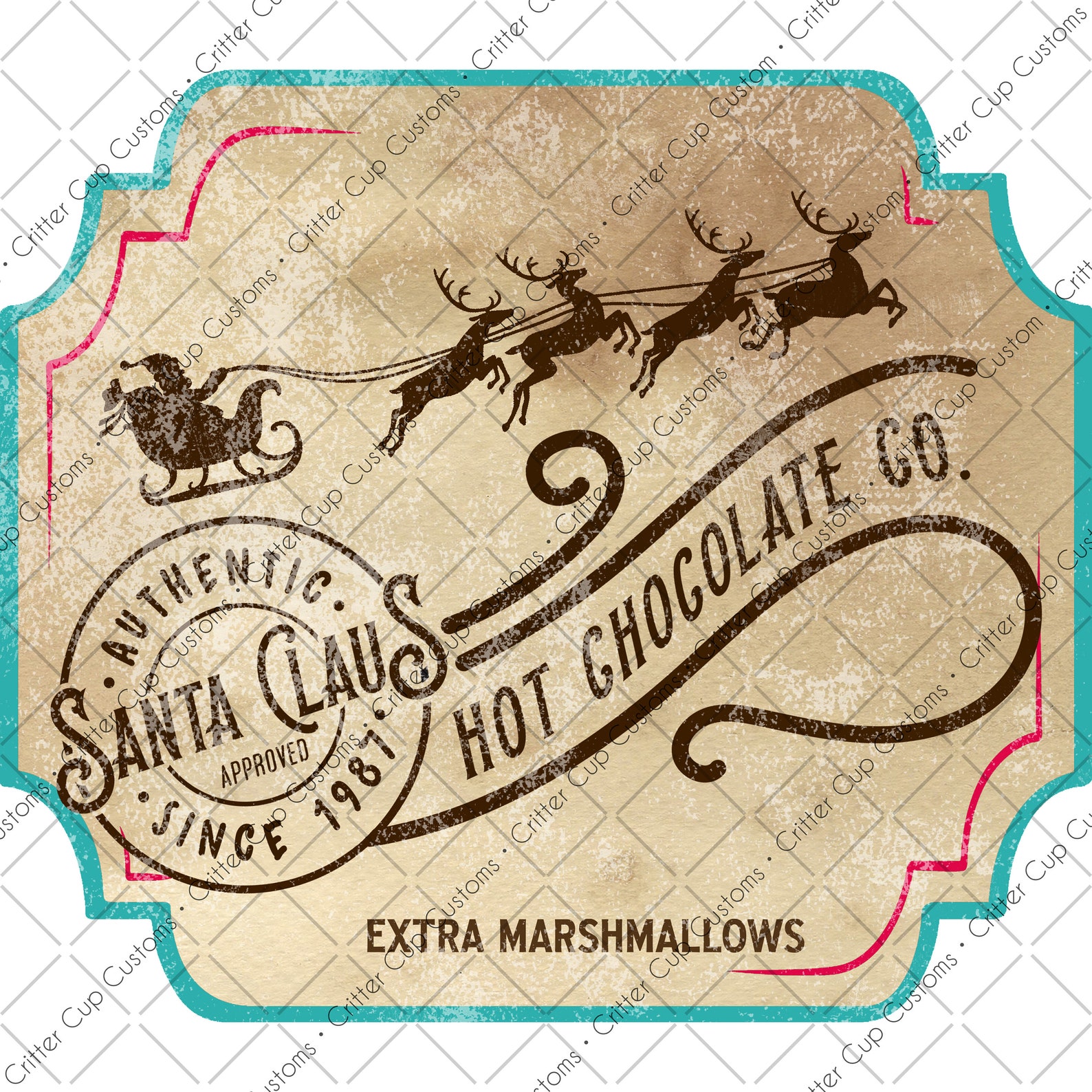 Tiffany& Red Vintage Hot Cocoa Label 2 Digital File PNG | Etsy
