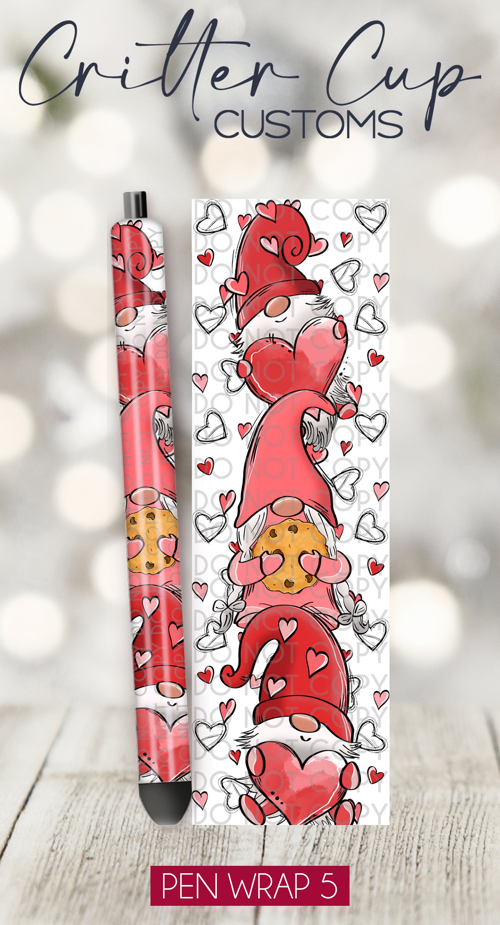 Valentine's Day Gnome Pen Wraps Valentine's Pen Wrap - Etsy