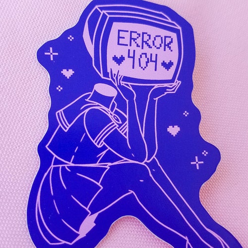 Computer-head Girl Sticker ERROR 404 - Etsy