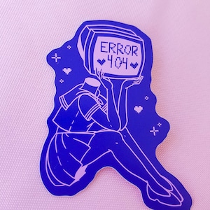 Computer-head Girl Sticker ERROR 404 - Etsy