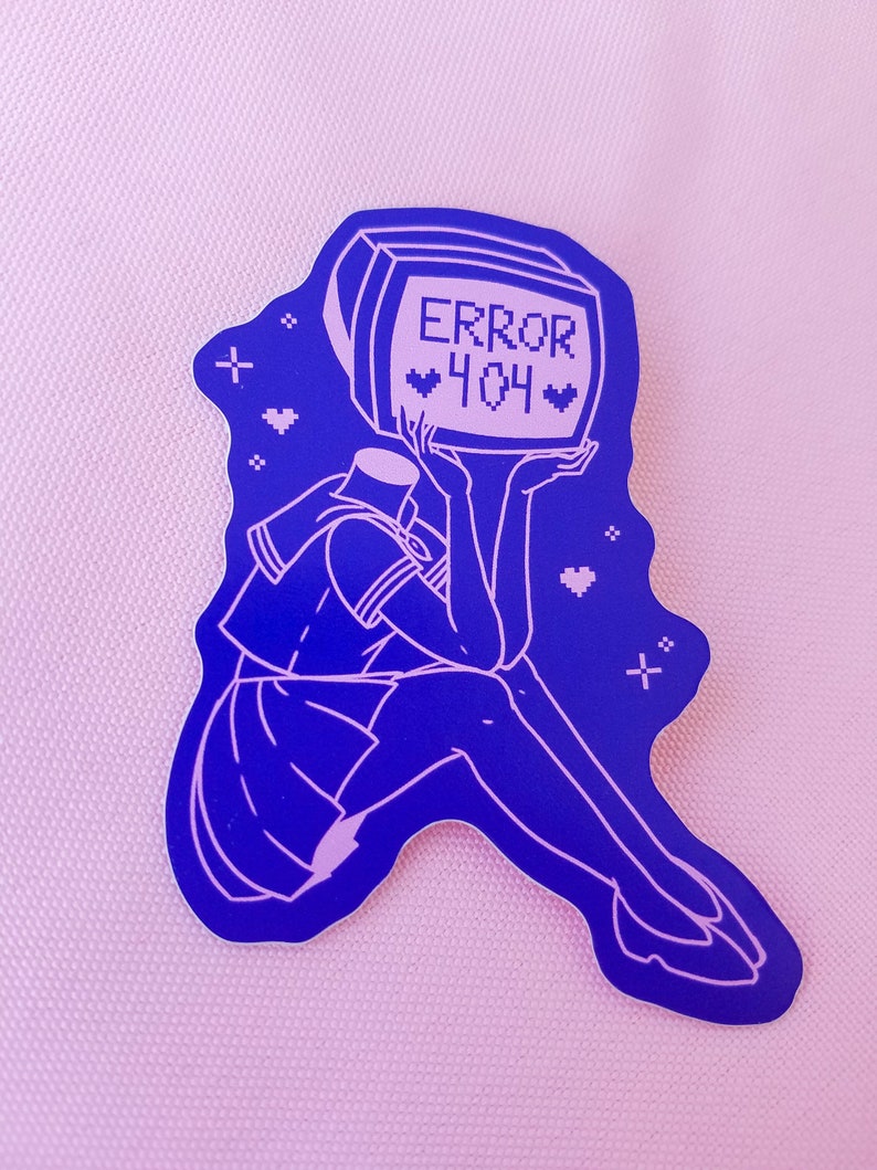 Computer-head Girl Sticker ERROR 404 - Etsy