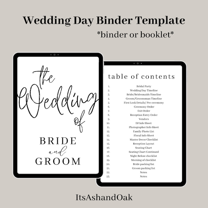 Wedding Day Binder Template, Customizable, Wedding Booklet, Wedding ...