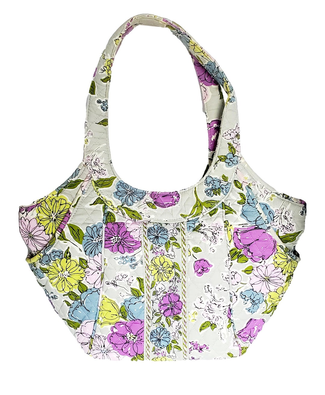 Vintage Vera Bradley Gray and Purple Floral Print Quilted Cotton ...